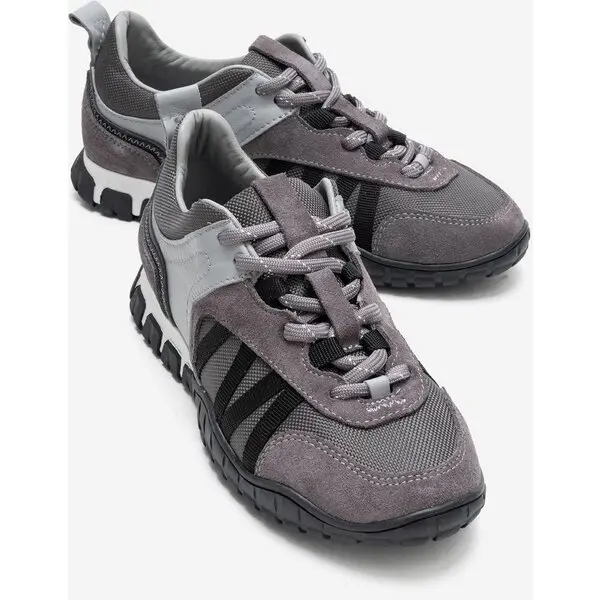 FOREVER & ALWAYS SHOES Fiera Leather And Mesh Sneakers - Grey
