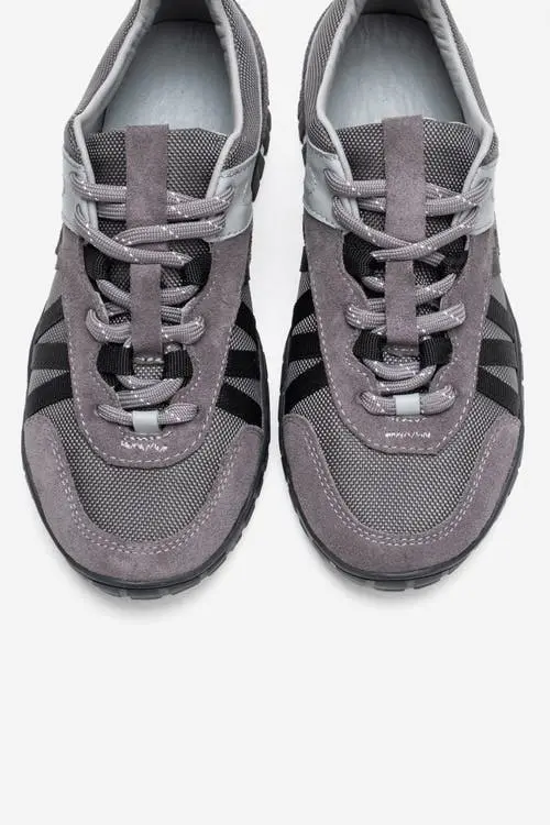 FOREVER & ALWAYS SHOES Fiera Leather And Mesh Sneakers - Grey