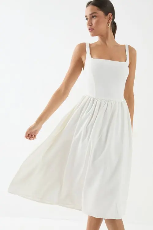 MISSPAP A-line Midi Dress With Square Neck