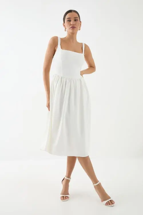 MISSPAP A-line Midi Dress With Square Neck