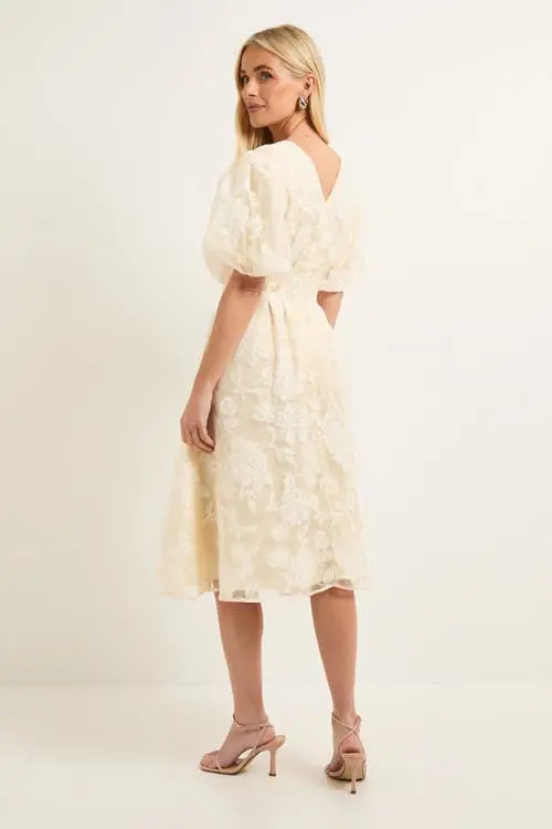 WALLIS Floral Puff Sleeve Midi Dress