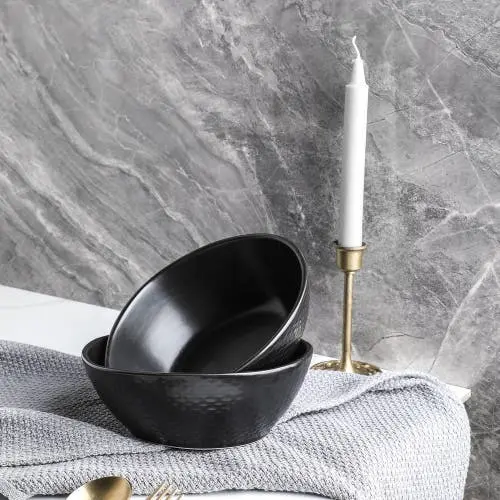 STONE + LAIN Abigael Stoneware 4-piece Bowl Set - Black