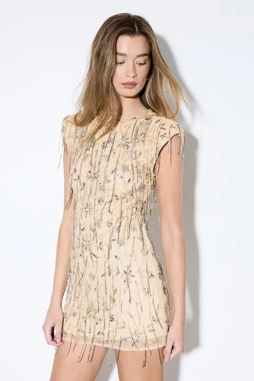 MISSPAP Embellished Beaded Mini Dress