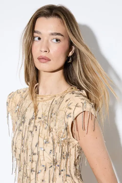 MISSPAP Embellished Beaded Mini Dress