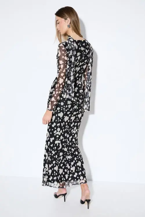 MISSPAP Spot Print Mesh Scarf Dress