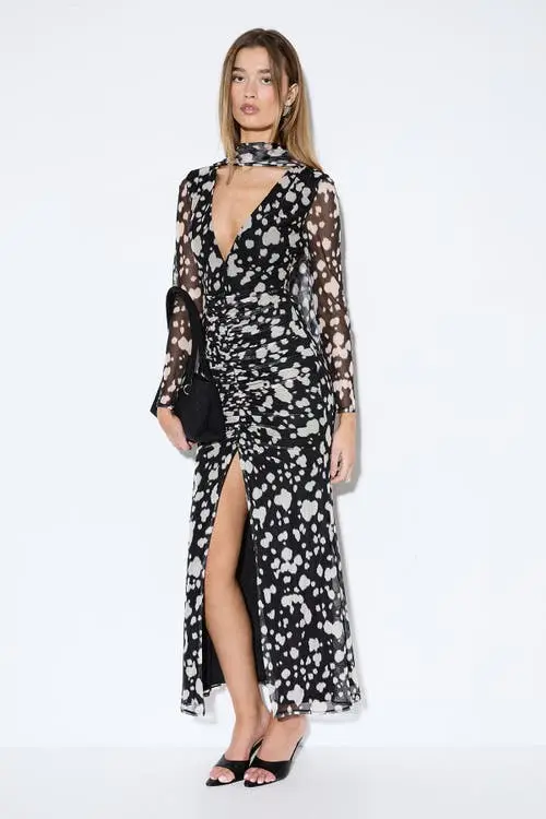 MISSPAP Spot Print Mesh Scarf Dress