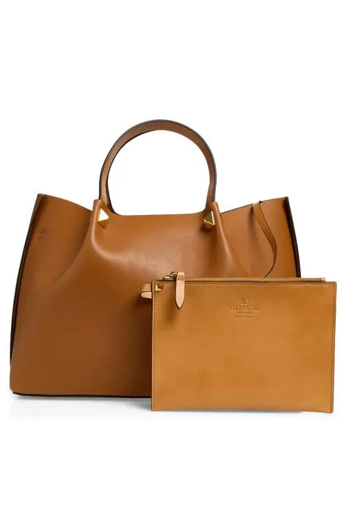 Valentino Garavani Vlogo Leather Tote - Brown