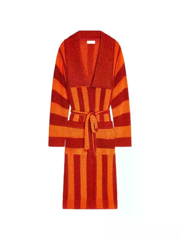 Dries Van Noten Striped Belted Cardigan - Red