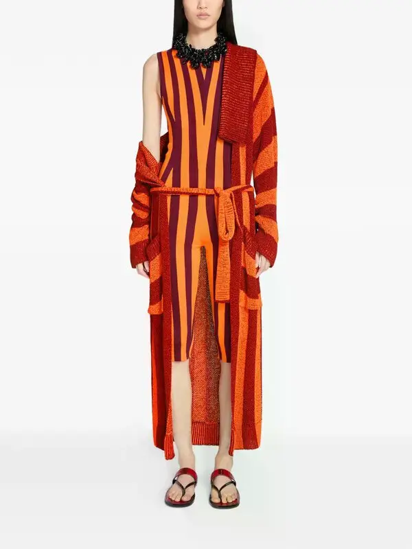 Dries Van Noten Striped Belted Cardigan - Red