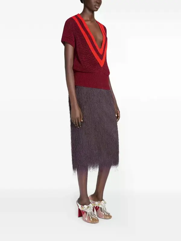 Dries Van Noten Midi Fringe Skirt - Purple