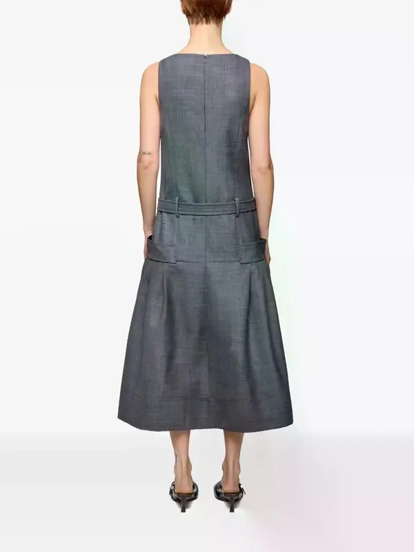 GANNI Wool Melange Drop-waist Dress - Grey