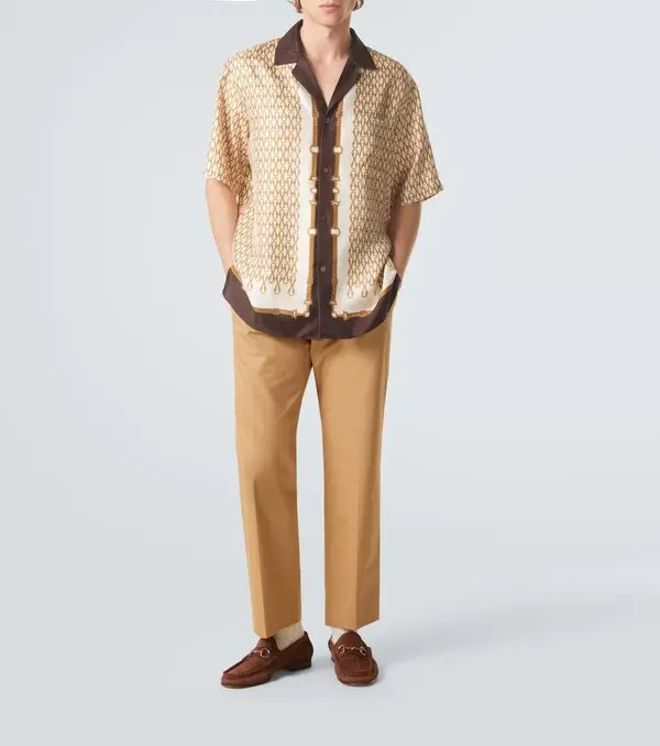 Gucci Bamboo Horsebit Woven Loafers - Brown