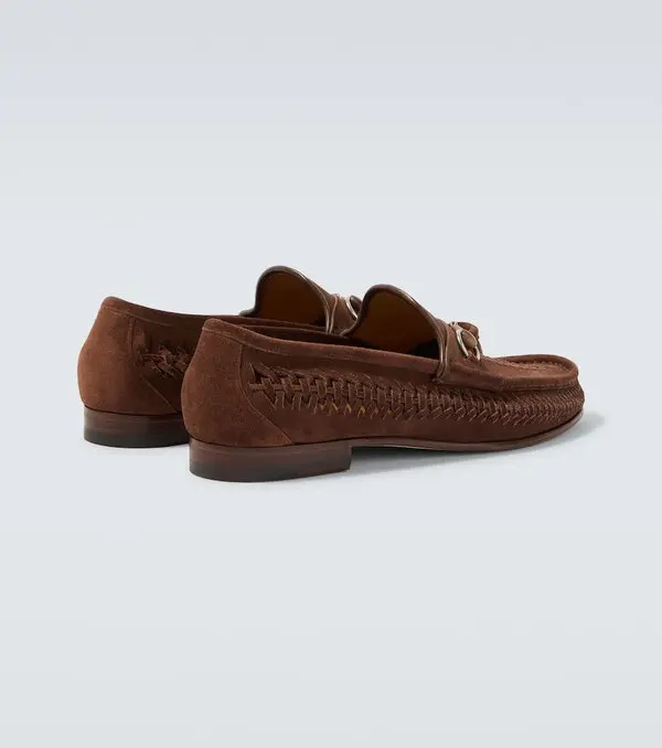 Gucci Bamboo Horsebit Woven Loafers - Brown