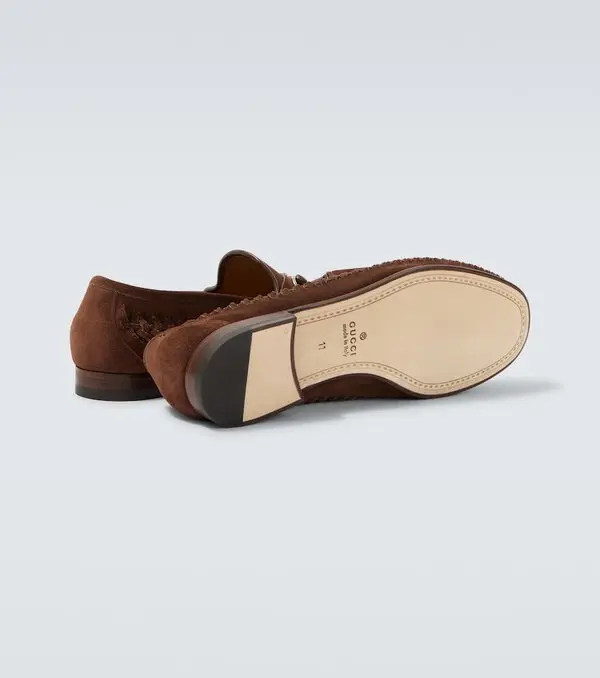 Gucci Bamboo Horsebit Woven Loafers - Brown