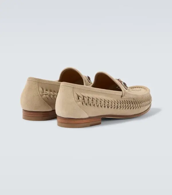 Gucci Horsebit 1953 Woven Suede Loafers - Beige