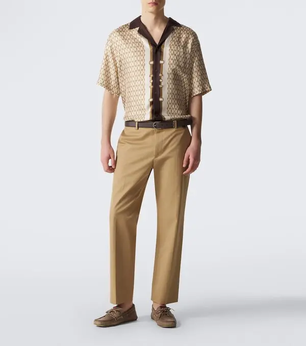 Gucci Web Stripe Leather Boat Shoes