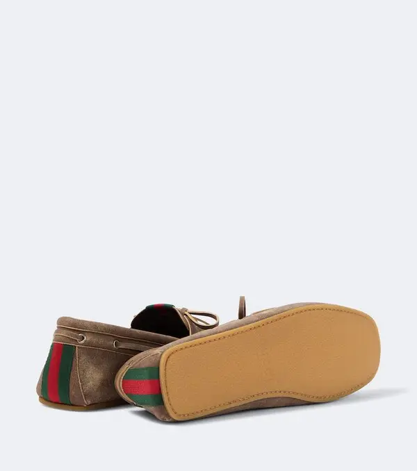 Gucci Web Stripe Leather Boat Shoes