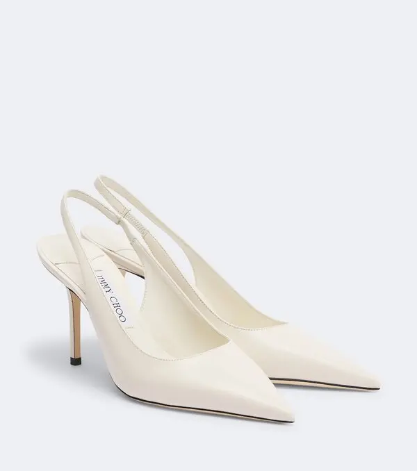 JIMMY CHOO Love Leather Slingback Pumps - White