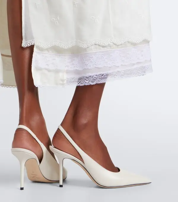 JIMMY CHOO Love Leather Slingback Pumps - White