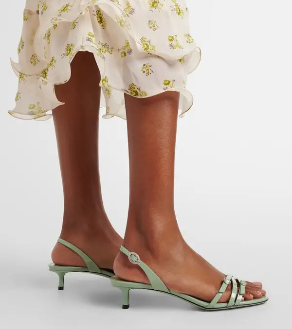 JIMMY CHOO Kaira Patent Leather Slingback Sandals - Green