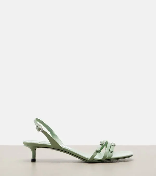 JIMMY CHOO Kaira Patent Leather Slingback Sandals - Green