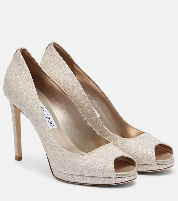 JIMMY CHOO Riya Glitter Pumps - Gold