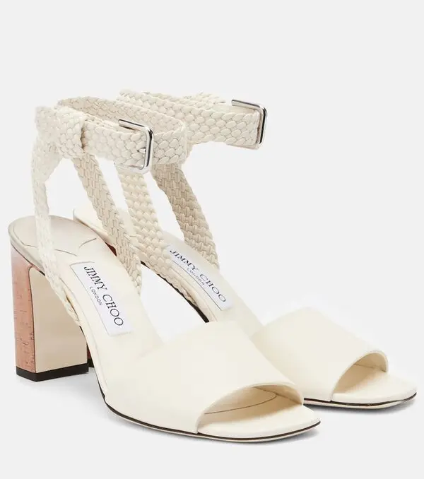 JIMMY CHOO Rori Braided Leather Sandals - White