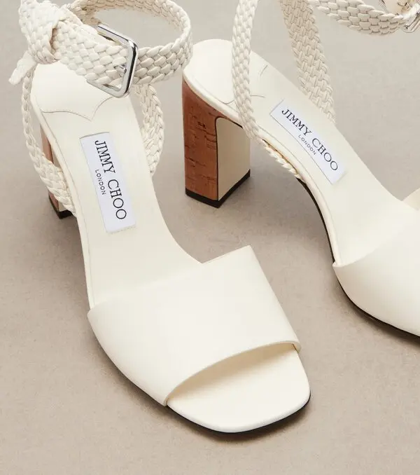 JIMMY CHOO Rori Braided Leather Sandals - White