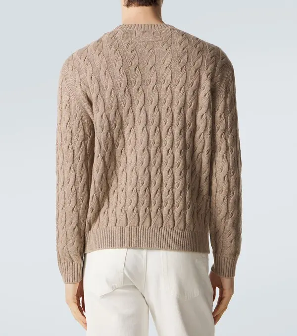 Zegna Cable-knit Linen, Cashmere, And Silk Sweater - Beige