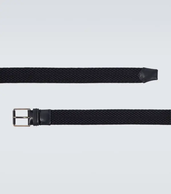 Zegna Braided Leather-trimmed Belt - Blue
