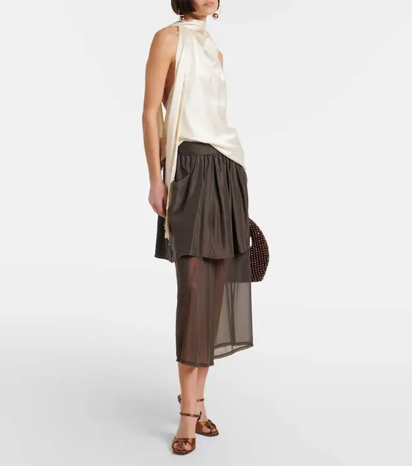 HERBERT LEVINE Embellished Satin Mules - Brown
