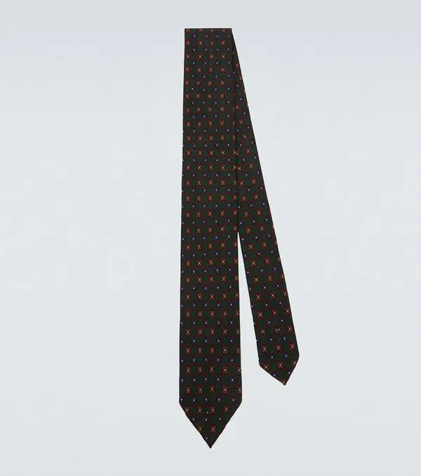 Rubinacci Floral Silk Jacquard Neck Tie - Green
