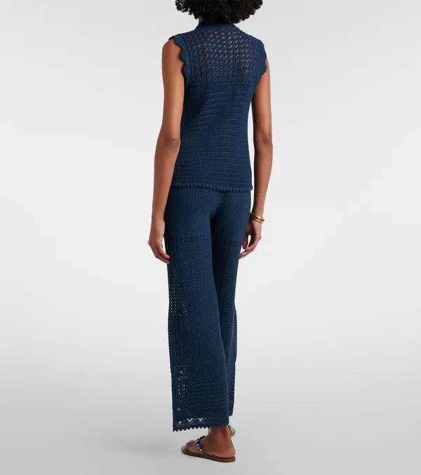 ERES Emblème Open-knit Straight Pants - Blue