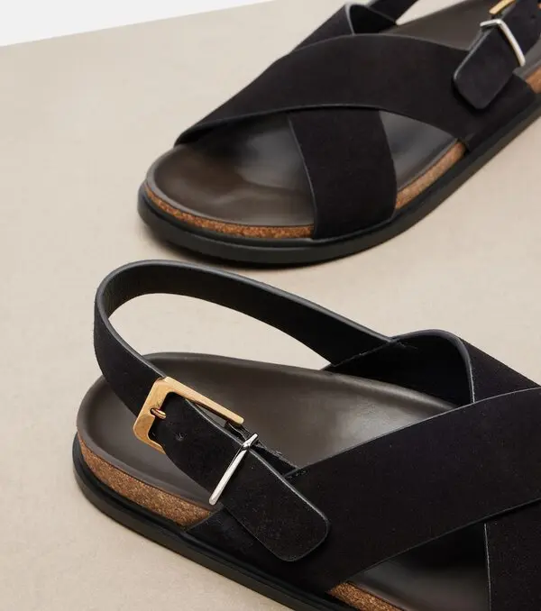 THE ROW Suede Buckle Sandals