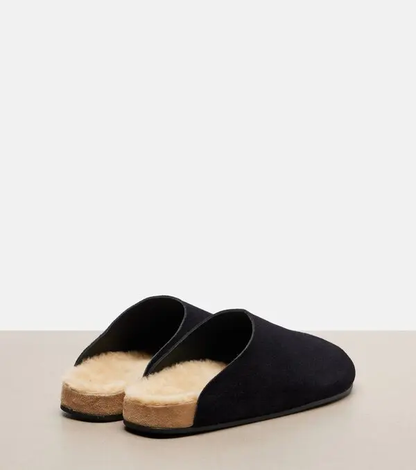 THE ROW Hudson Two Suede Mules - Black