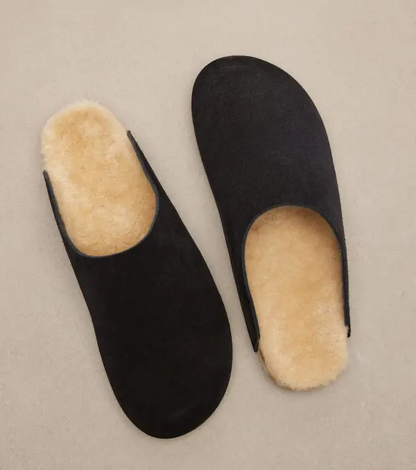 THE ROW Hudson Two Suede Mules - Black