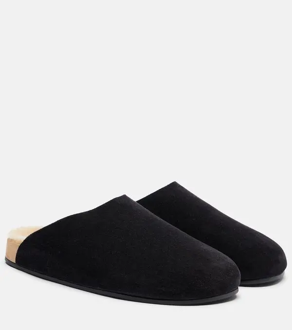 THE ROW Hudson Suede Mules - Black