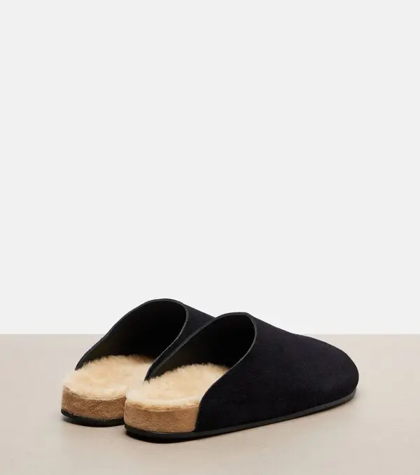 THE ROW Hudson Suede Mules - Black
