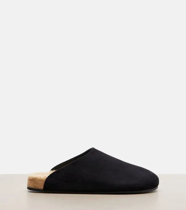 THE ROW Hudson Suede Mules - Black