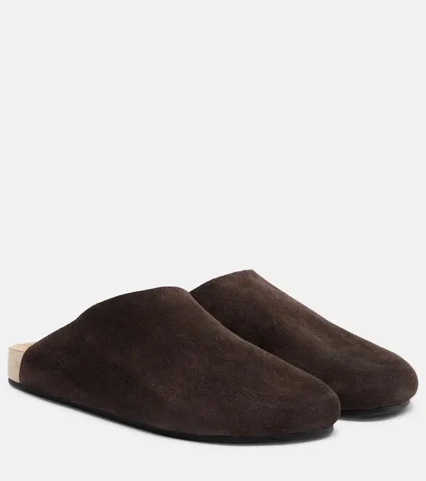 THE ROW Hudson Suede Mules - Brown