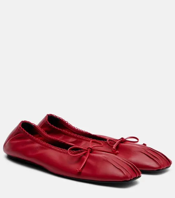 Magda Butrym Bow-detail Leather Ballet Flats - Red