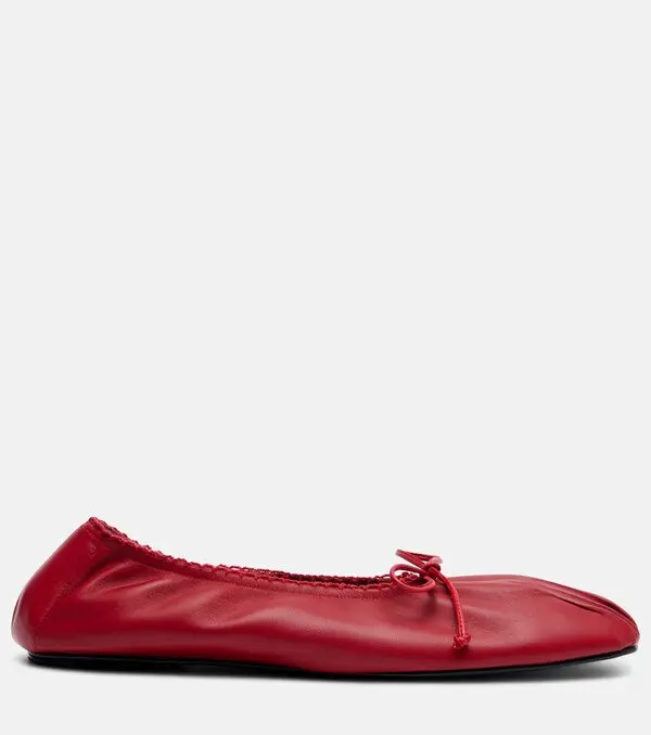 Magda Butrym Bow-detail Leather Ballet Flats - Red