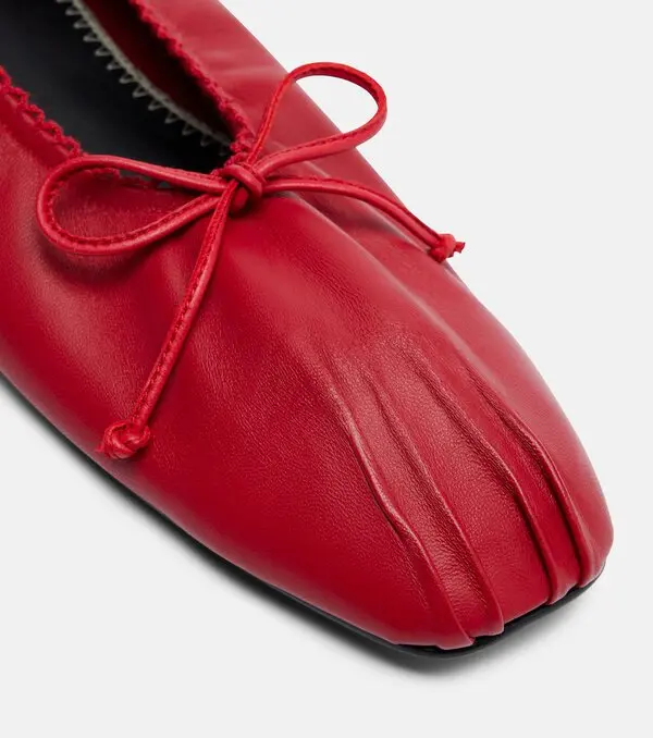 Magda Butrym Bow-detail Leather Ballet Flats - Red