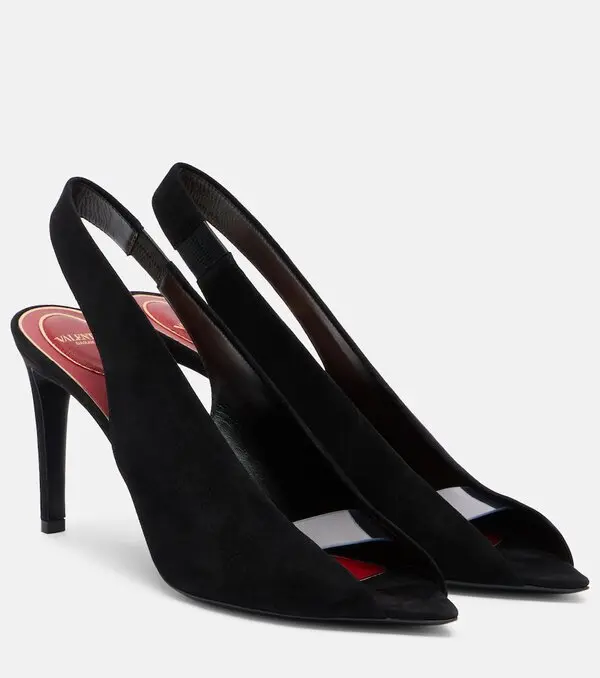Valentino Garavani Suede Peep-toe Pumps - Black