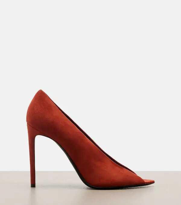 Valentino Garavani Suede Peep-toe Pumps - Red