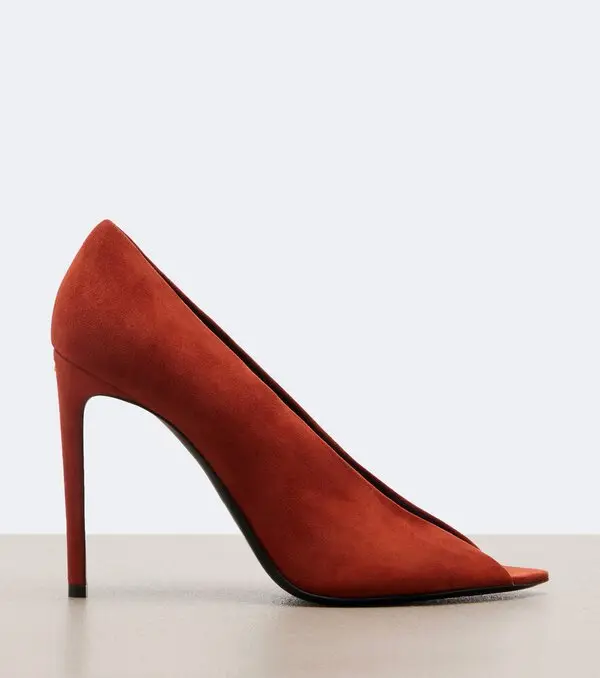 Valentino Garavani Suede Peep-toe Pumps - Red