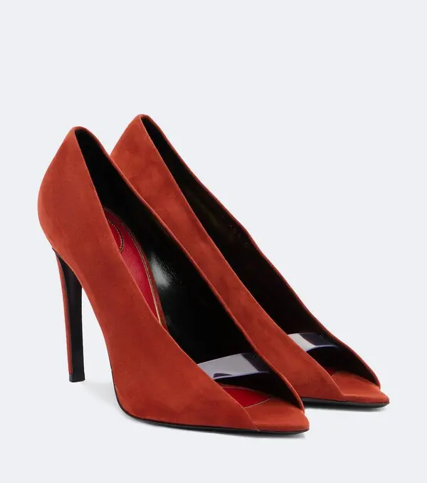Valentino Garavani Révélé Suede Peep-toe Pumps - Red