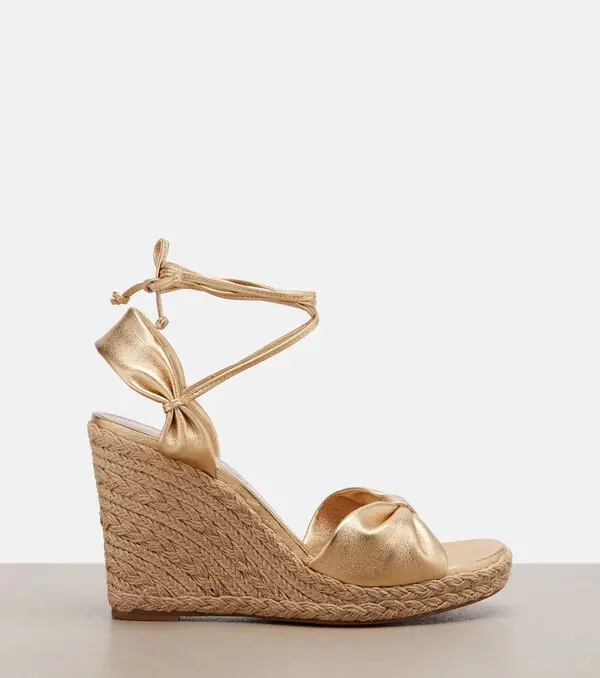 AQUAZZURA Carina Metallic Leather Espadrille Wedges - Gold