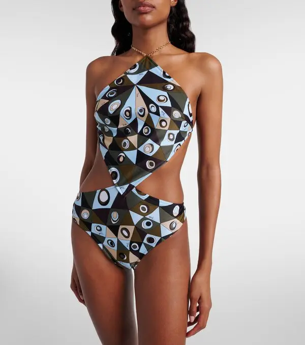 Emilio Pucci Occhi Cutout Halterneck Swimsuit