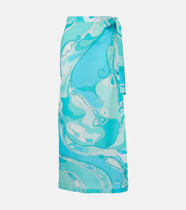 Emilio Pucci Orchidee Cotton Beach Cover-up - Blue